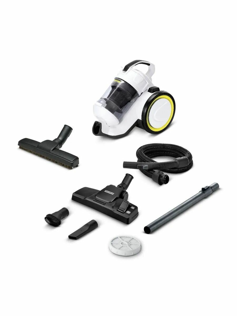 Пылесос для дома Karcher VC 3 Plus, без мешка, 700 Вт, мультициклонная технология, 4 насадки, белый/черный Уцененный товар