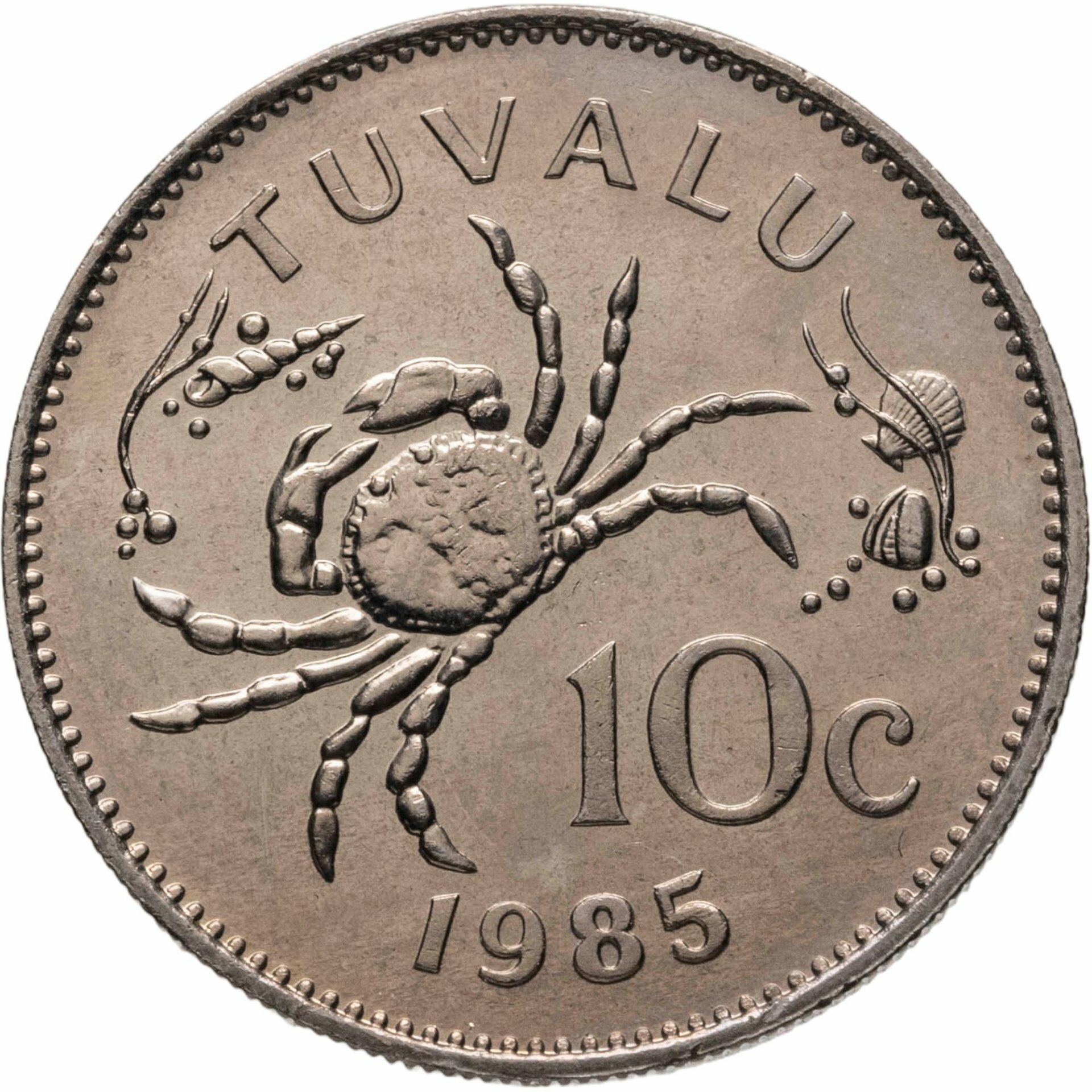 Тувалу 10 центов cents 1985, Мельхиор медь-никель, в сохранности AU-UNC