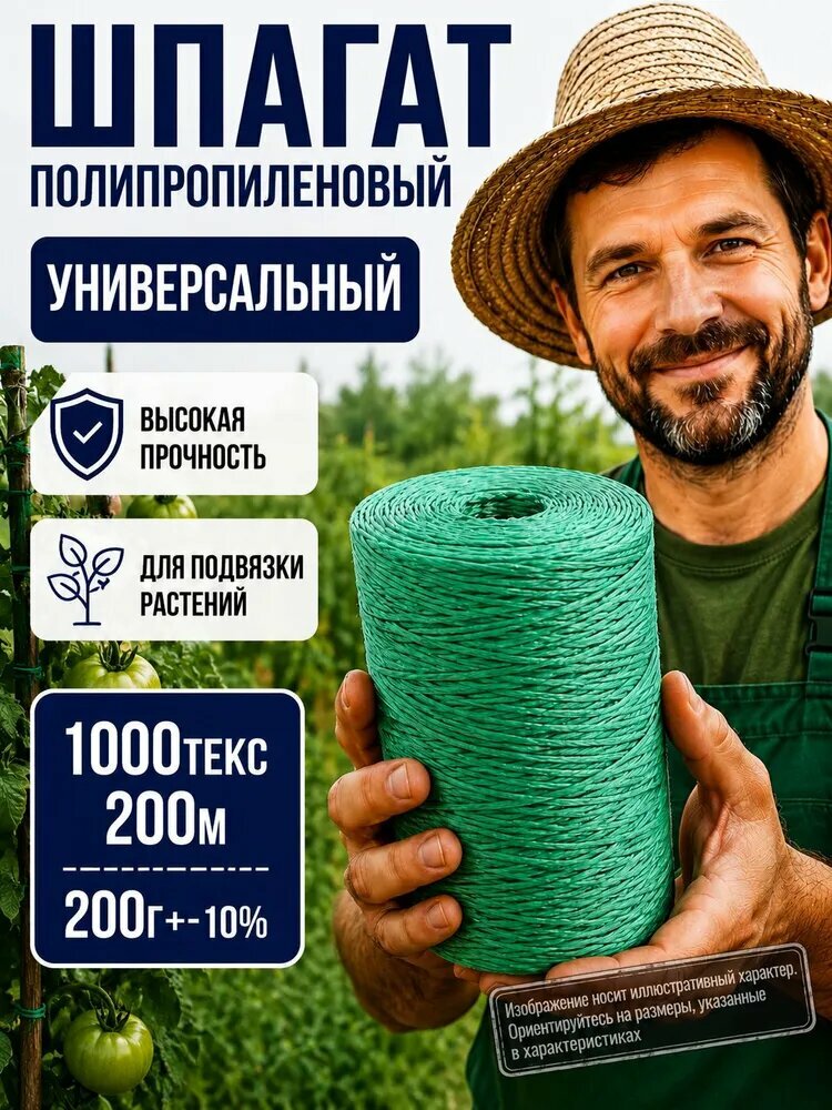 Ликтрос про Шпагат крепежный 200 м, 3 мм, 40 кгс, Полипропилен