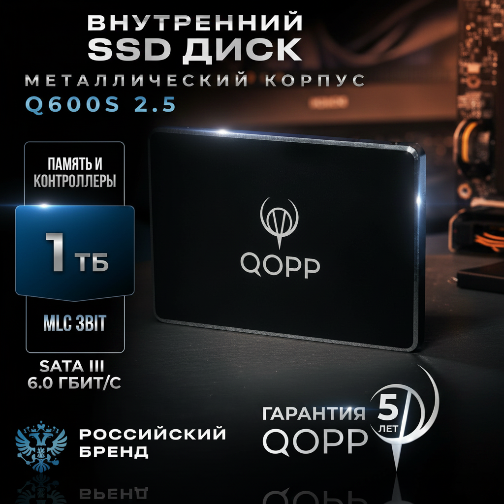 SSD QOPP внутренний 1TB 2.5 SATA III высокоскоростной металлический надежный для ноутбука