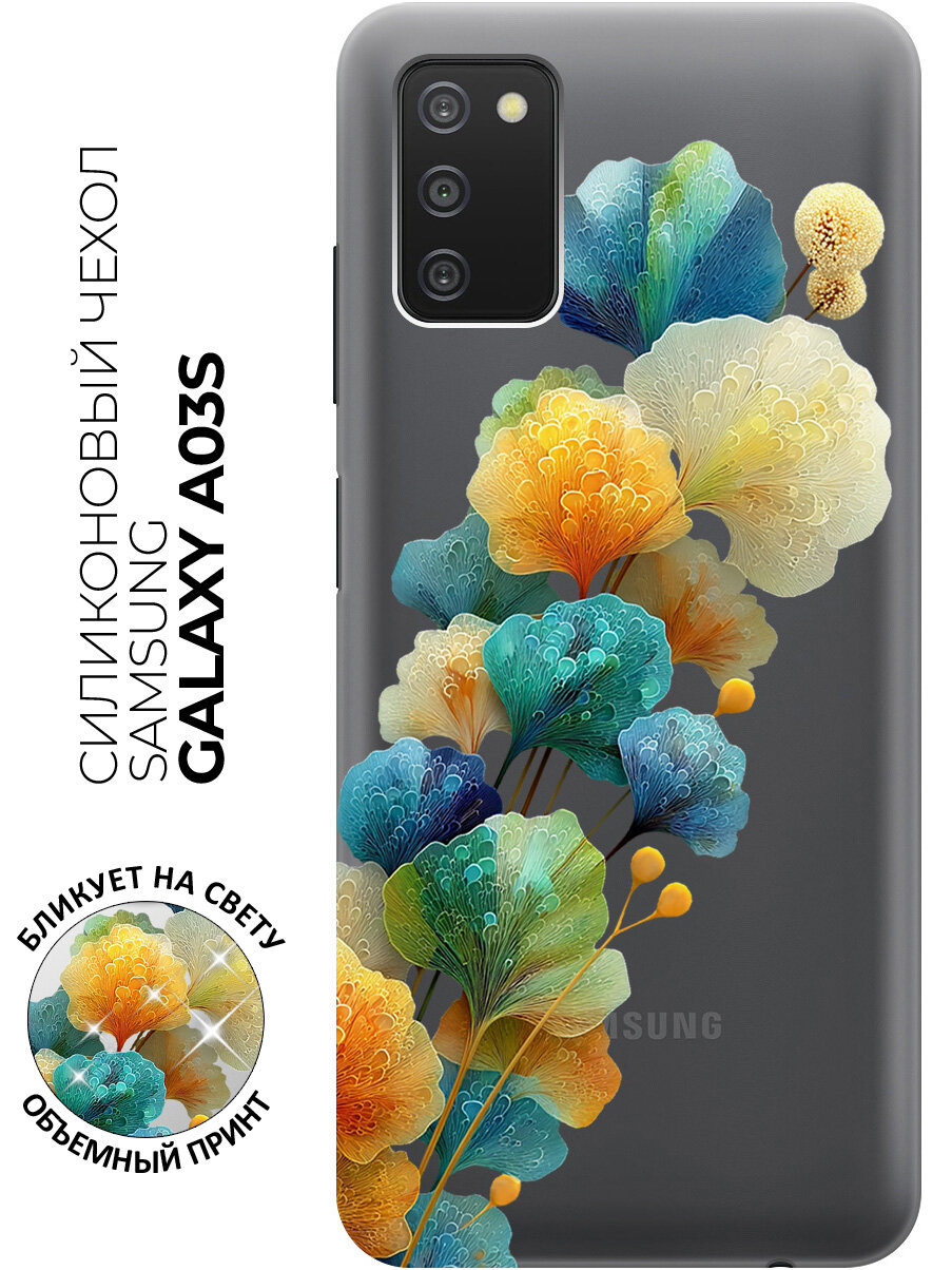 Силиконовый чехол на Samsung Galaxy A03s с принтом "Танец разноцветных листьев"