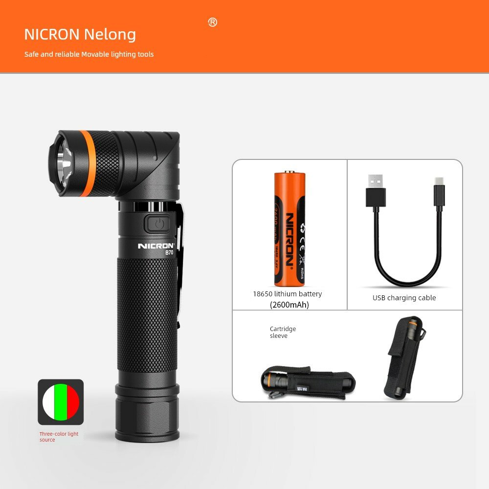 Угловой мощный фонарь Nailang B70 с USB-зарядкой, ультраяркий, многофункциональный, портативный, с магнитом, для