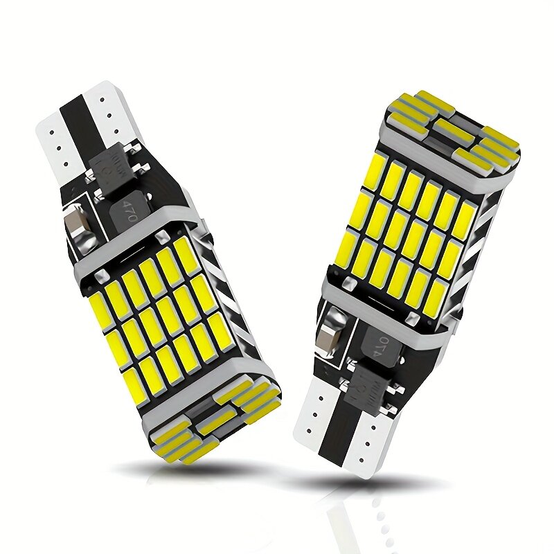 2 шт. ультра-яркие светодиодные лампы заднего хода T15 W16W, 12V, 45 SMD, 6000K белый, Canbus, срок службы 50000+ часов