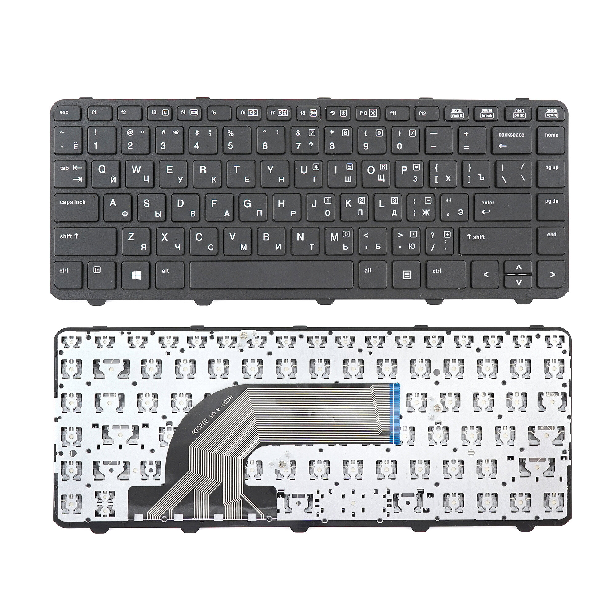 Клавиатура для ноутбука HP Probook 430 G2, 440 G0, 440 G1 черная с рамкой без подсветки