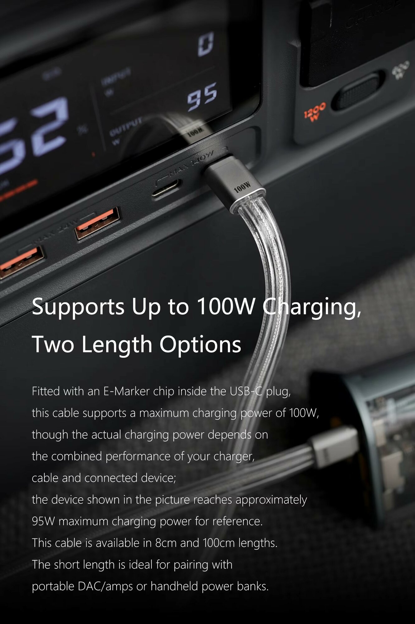 DdHiFi MD19S Кабель для быстрой зарядки USB-C → USB-C, совместимый с Apple и Android, 1 метр, 100 Вт — фото 1