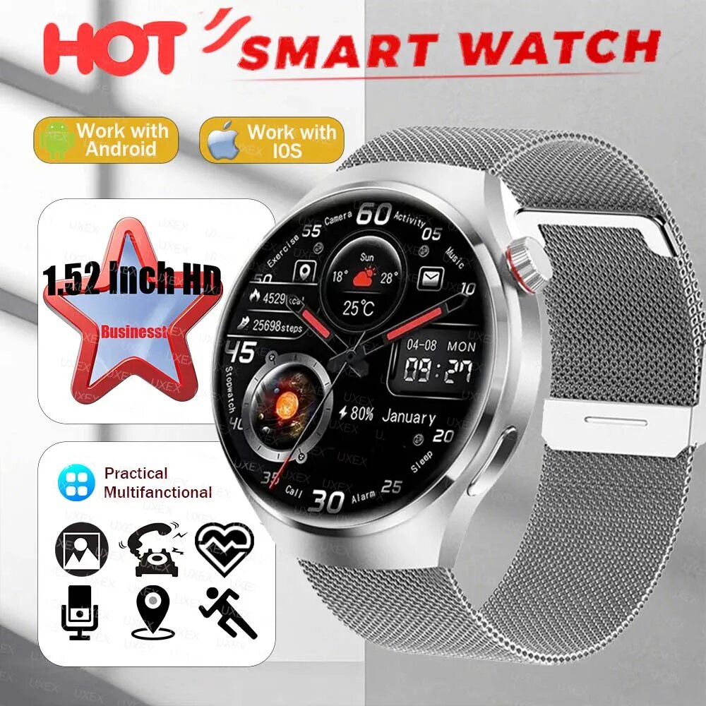 Умные часы мужские Silvery 1.52" HD GPS Bluetooth B0142