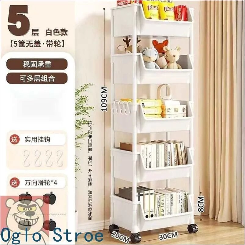 Комод из ABS пластика, 5 ярусов, на колёсах, 30х20х109 см, слоновая кость, Китай
