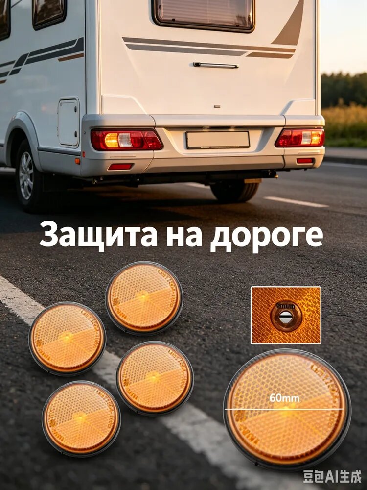 Катафот желтый, круговой,4 штуки