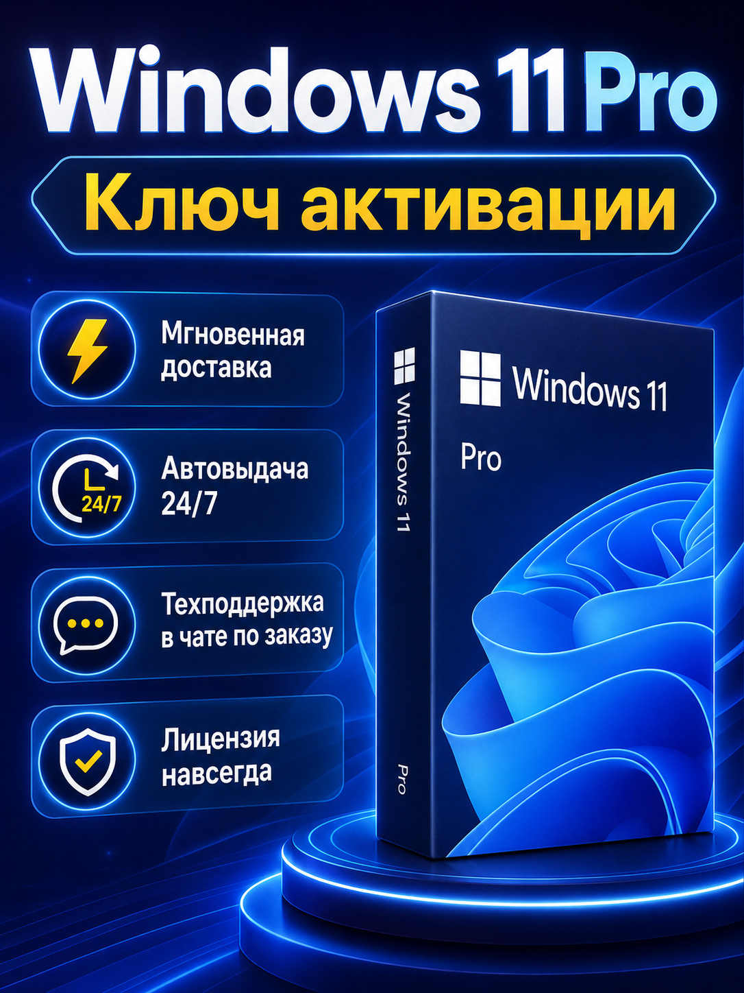 Microsoft Windows 11 Pro (Professional) / электронный ключ активации / бессрочная лицензия / гарантия