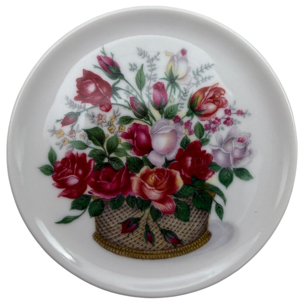 Розетка "Букет в корзине", 9.5 см, фарфор, 1949-1955 гг, Vohenstrauss Johann Seltmann, Германия (5)