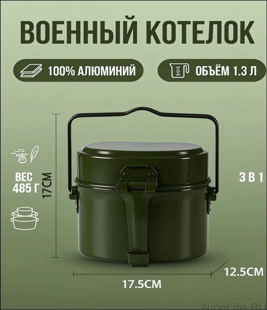 Котелок кемпинговый алюминиевый, походный ланч-бокс для туризма и рыбалки, посуда для кемпинга с ручкой