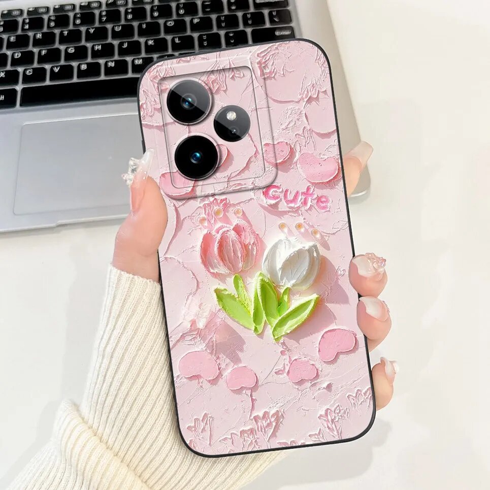 Женский модный чехол с милым принтом кролика для Realme GT 7 Розовый, TYhei2152, Realme GT 7 RMX5061