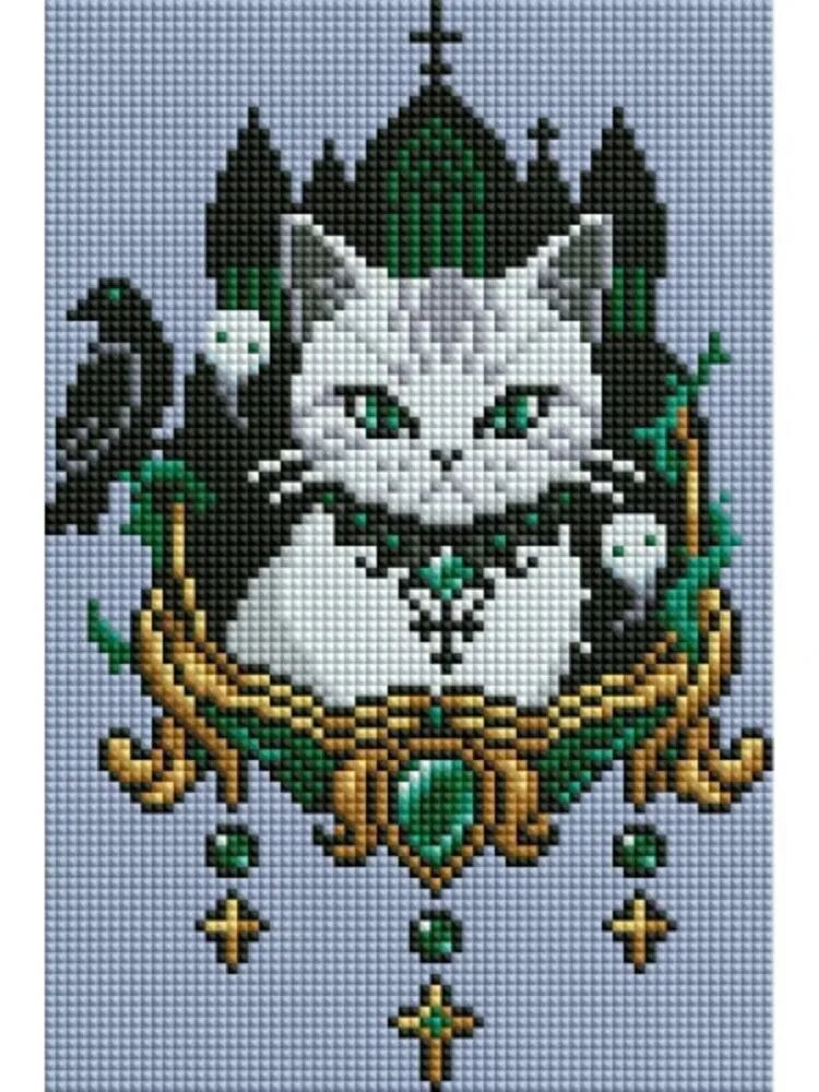 Набор для алмазной вышивки Minigem Soulbound Cat 7"x10" (16,8 25 см), мини-мозаика с изображением белой кошки и ворона, рукоделие, вышивка стразами для дома и подарка