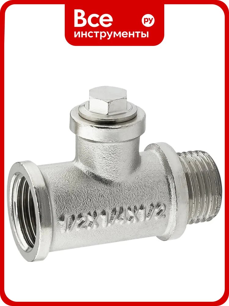 Тройник никелированный PROFACTOR под манометр/термометр, в/в/н 1/2" х 1/4" х 1/2" PF TF 169