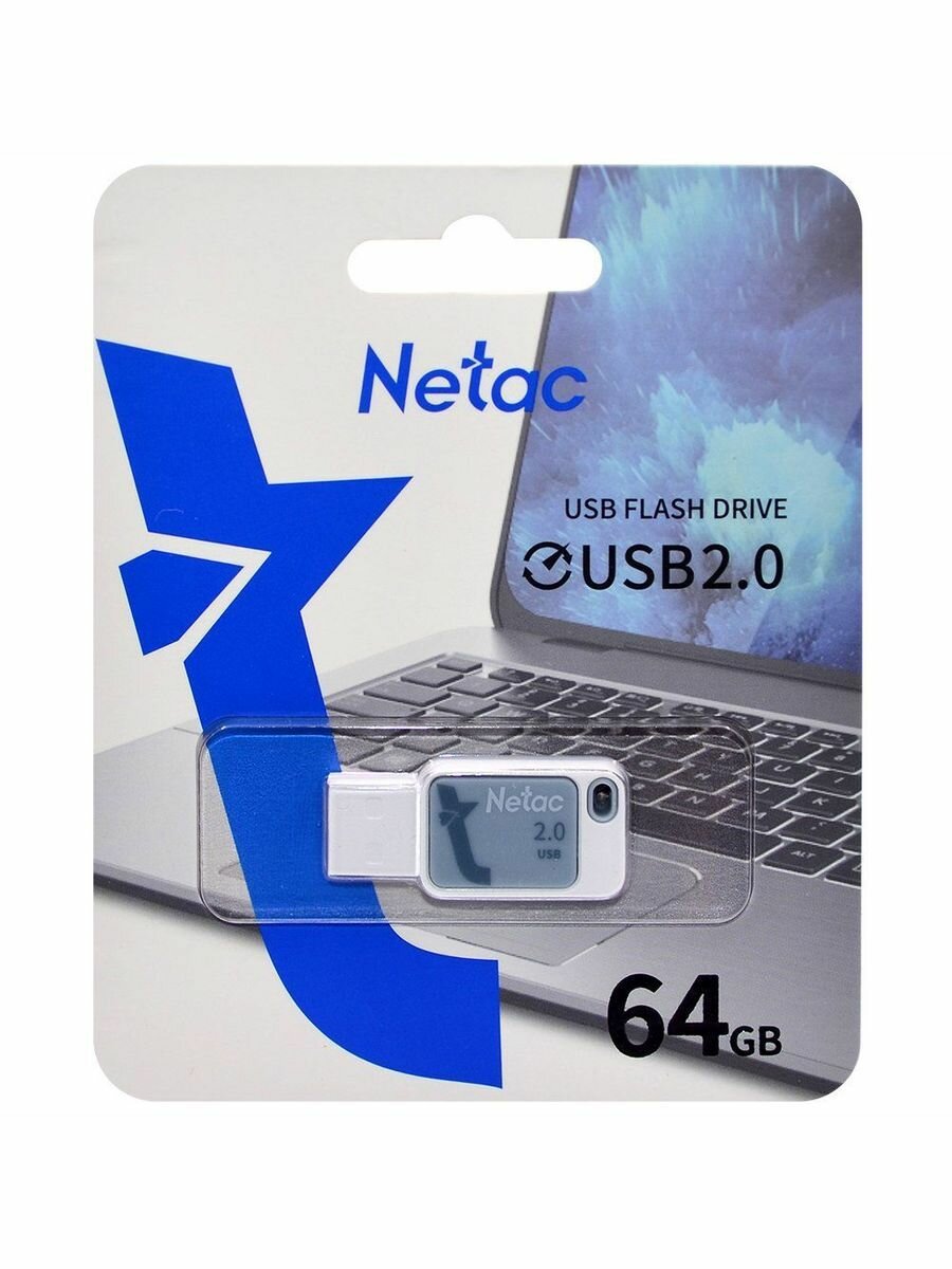 Netac UA31 64 ГБ USB-флеш-накопитель, USB 2.0, USB Type-A, NT03UA31N-064G-20BL, голубой