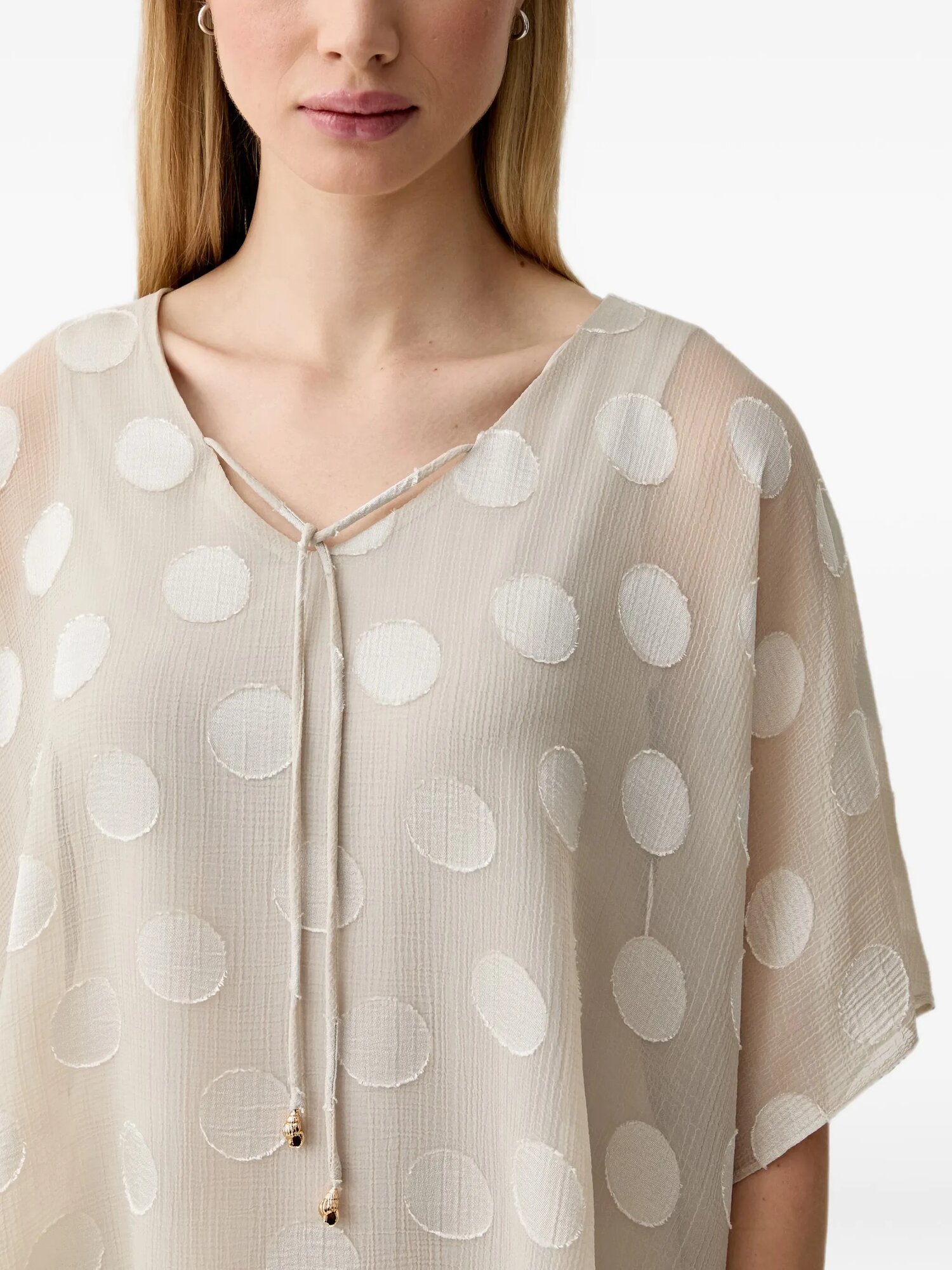 Блуза Joseph Ribkoff Polka-dot tie-neck blouse, размер 46 — фото 1