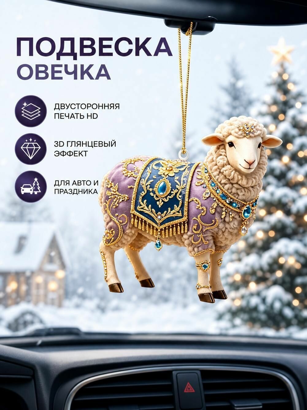 Акриловый кулон 2D, Милый маленький ягненок, Подходит для автомобилей, рюкзаков, брелоков и т. д.