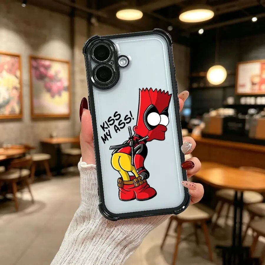 Красный чехол Red Bart S-Simpsons для Apple iPhone 17 Pro Max 14 16 Pro 16e iPhone 16 Pro Max, Mix02