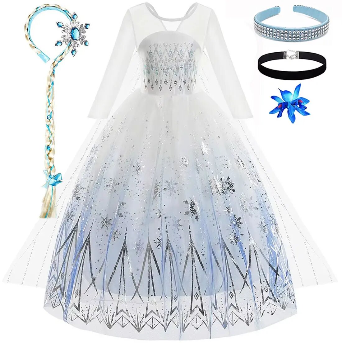 Платье принцессы Эльзы Disney для девочек 5-6T(TAG 130), ELSA SET 3