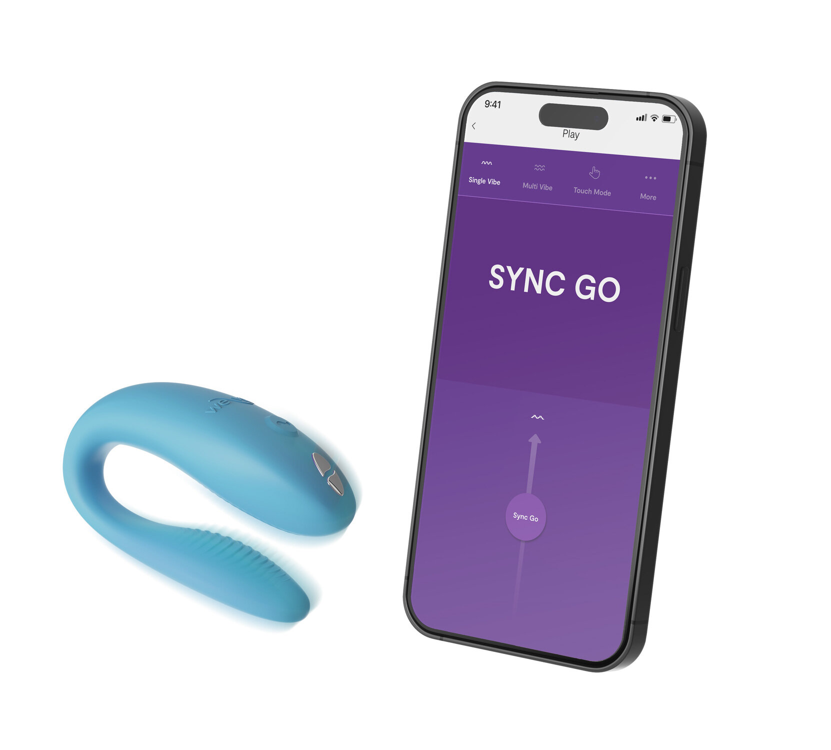Вибратор для пар We-Vibe Sync Go, стильный чехол, цвет голубой