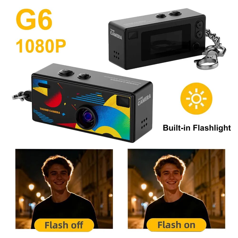 Видеокамера G6 с разрешением 1080P, 130 широкоугольным объективом и 0,96-дюймовым дисплеем