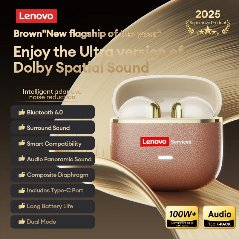 Беспроводные наушники Lenovo LE230 Upgrade brown