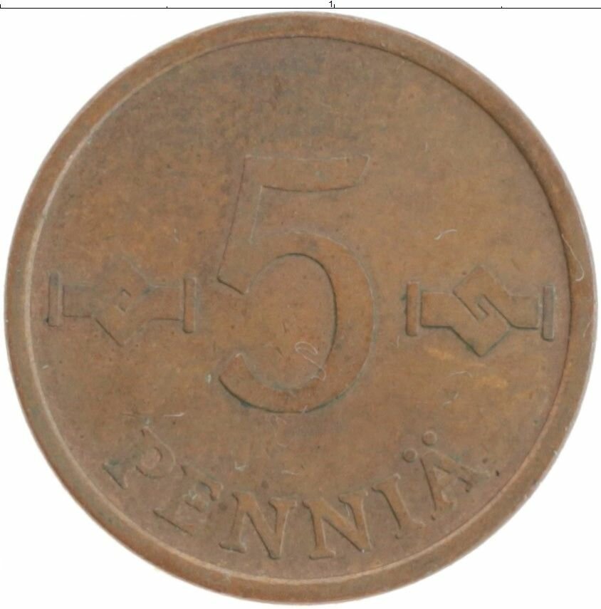 Монета Финляндия 5 пенни 1965, бронза, коллекционная