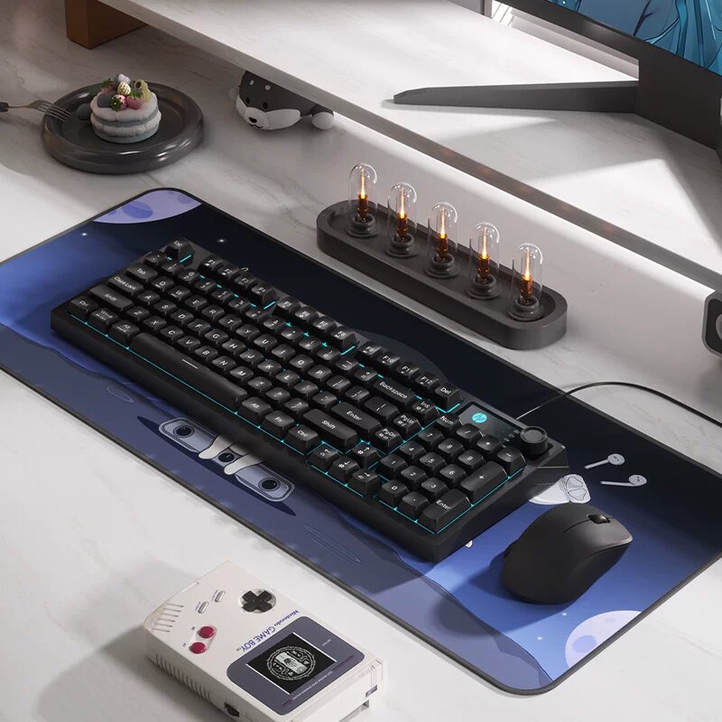 HP Продвинутый комплект клавиатуры и мыши с черным ледяным синим светом, беспроводная мышь, подставка