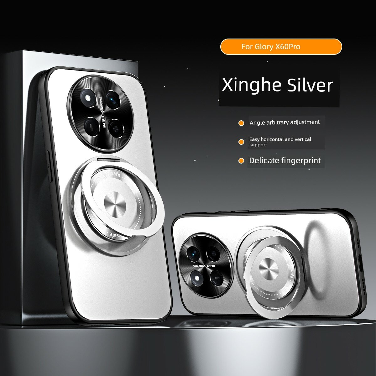 Полный чехол Honor X60 с поворотной подставкой 360°, матовый кожаный на ощупь, устойчивый к отпечаткам пальцев для