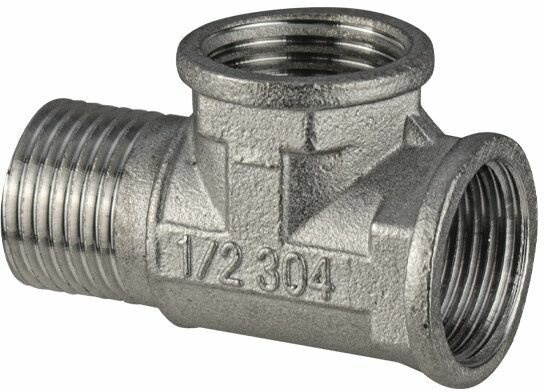 Тройник 1/2"х1/2"х1/2" ш/г/г, из нержавеющей стали марки SUS 304