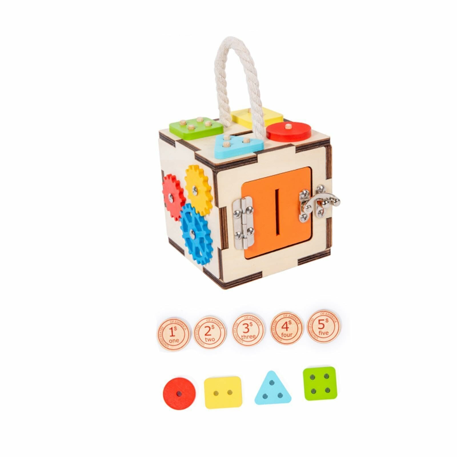 Activity Cube Busy Cube Обучающая игрушка Деревянный центр активности Портативный координация рук и глаз Образовательное решение для хранения игрушек Навыки мелкой моторики
