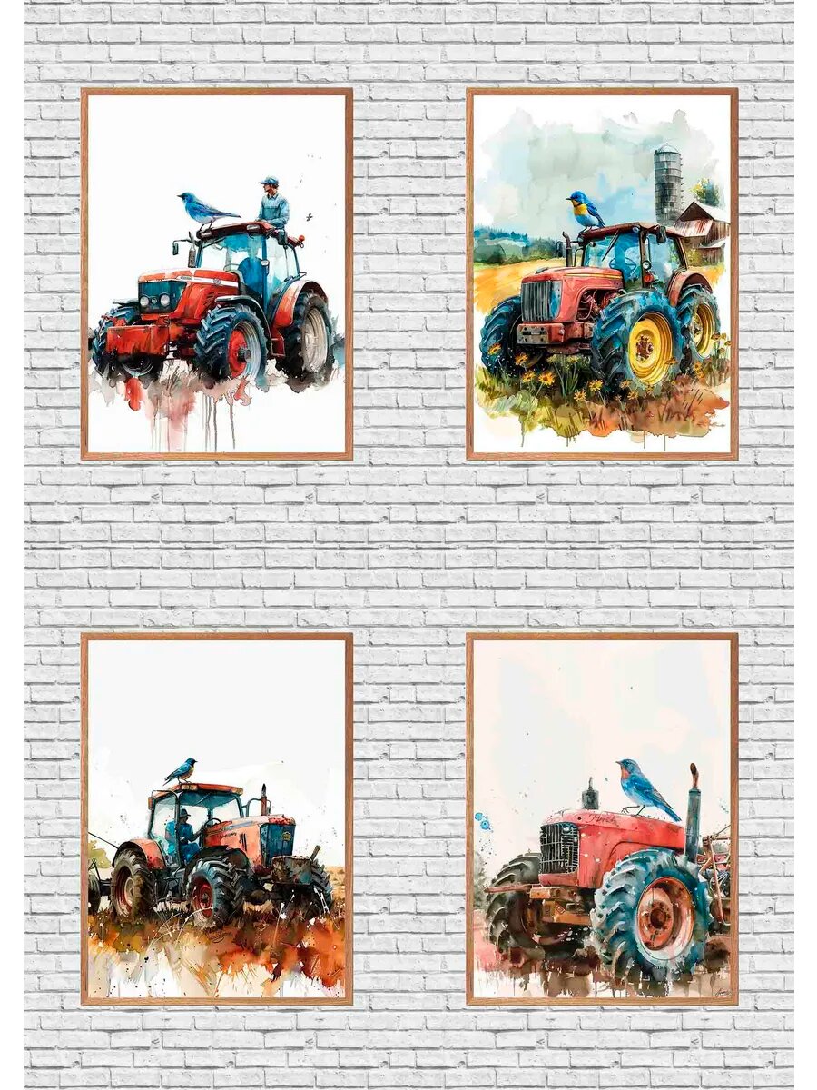 Фермер по выращиванию синих птиц, 4 Плаката, 30x21см