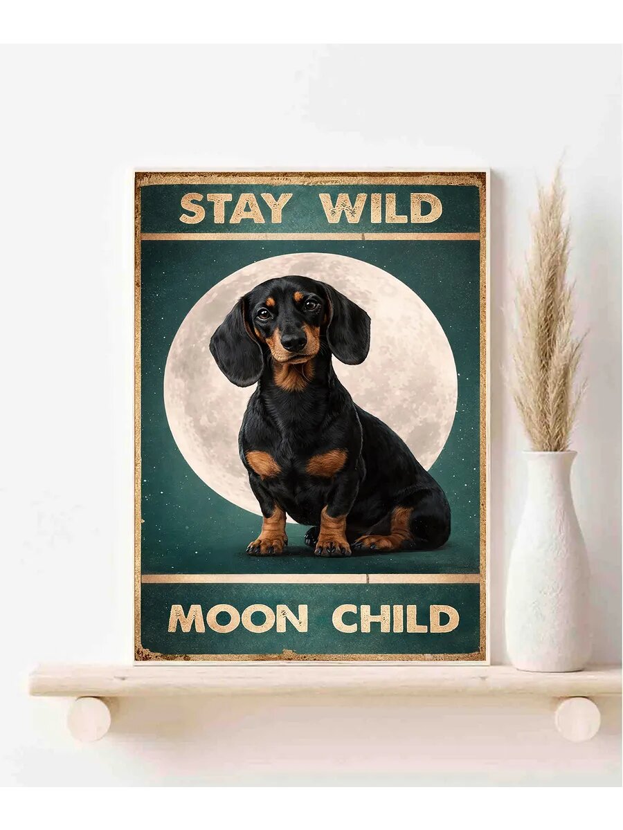 Такса, Stay Wild Moon Child, Плакат 30x42см