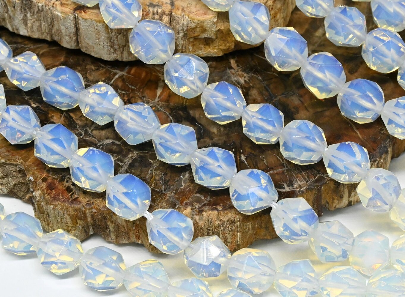 Бусины из лунного камня имитация шарик с огранкой 10мм, 36см, 36 бусин