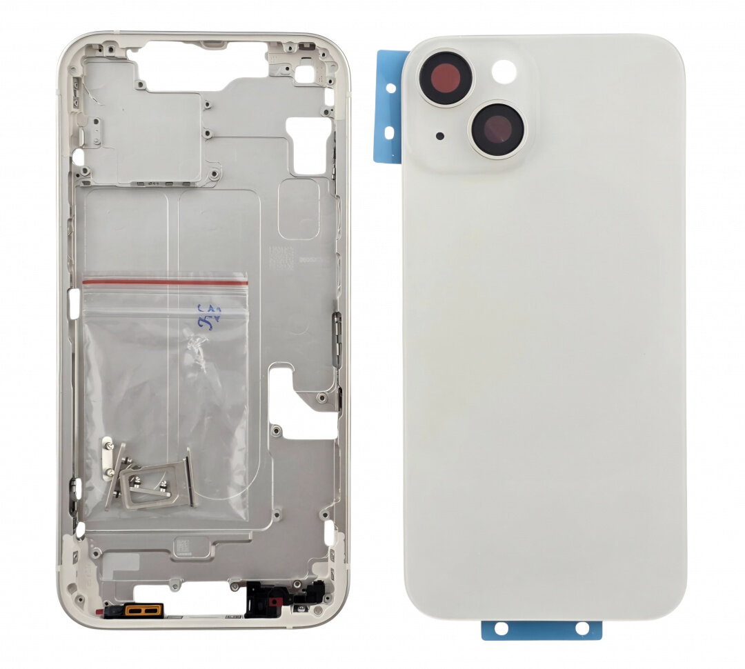 Корпус G+OCA Pro (средняя часть + крышка) для iPhone 14 белый + комплект клавиш