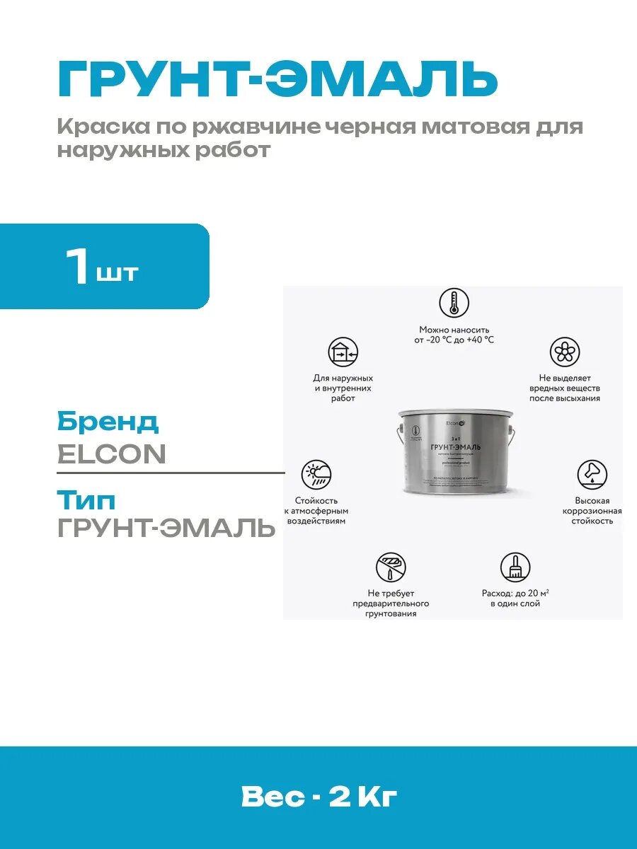 Краска по ржавчине 3 в 1 черная матовая 2 кг для авто