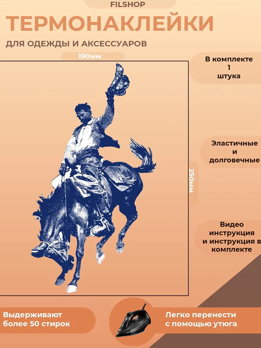 Термонаклейка на одежду казак на коне