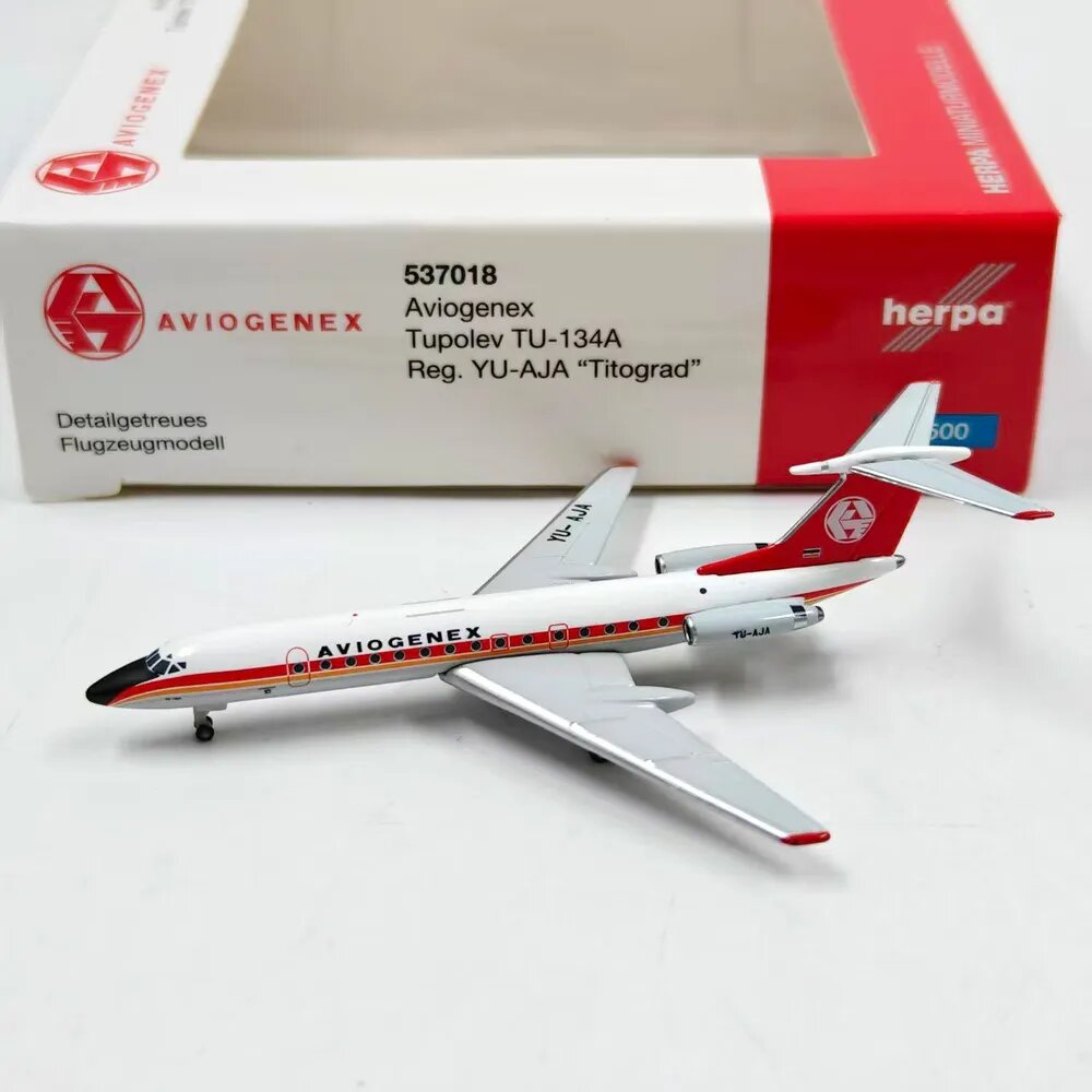 Herpa 1/500 TU134A Югославские авиалинии 537018, имитационная модель самолета из сплава