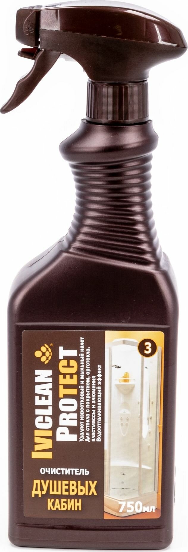 Чистящее средство Ивитек Iviclean Protect спрей-очиститель для душевых кабин - водоотталкивающий, удаляет известковый и мыльный налет, 750мл / бытовая химия для дома