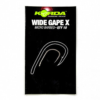 Набор крючков Korda Wide Gape-X, №6, с бородкой, черные, 10 шт.