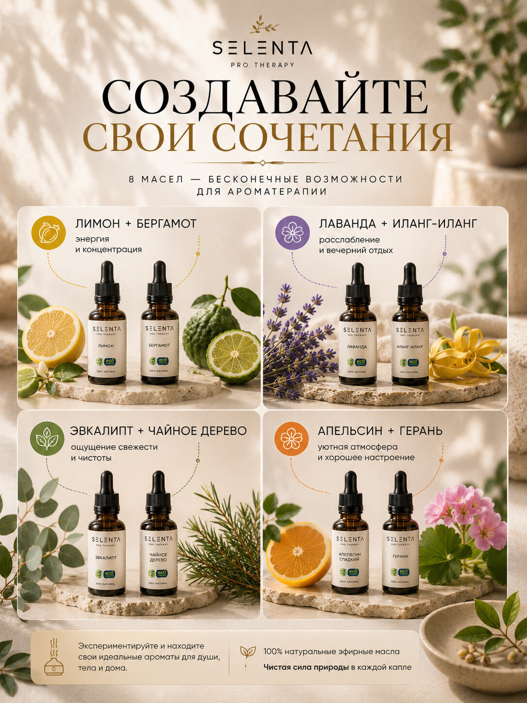 Selenta / Набор эфирных масел № 21 / 8 шт. по 30мл. / подарочный набор — фото 1