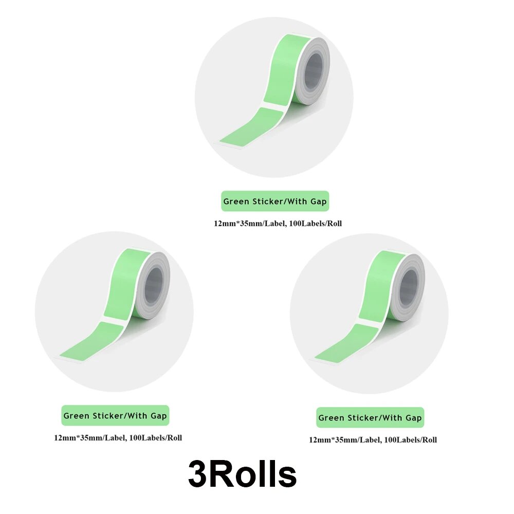 Лента для принтера MakeID L1, 12x35 мм, 3 Green with gap