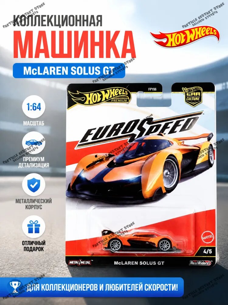 Металлическая модель машины Hot Wheels McLaren Solus Gt 1:64 инерционная