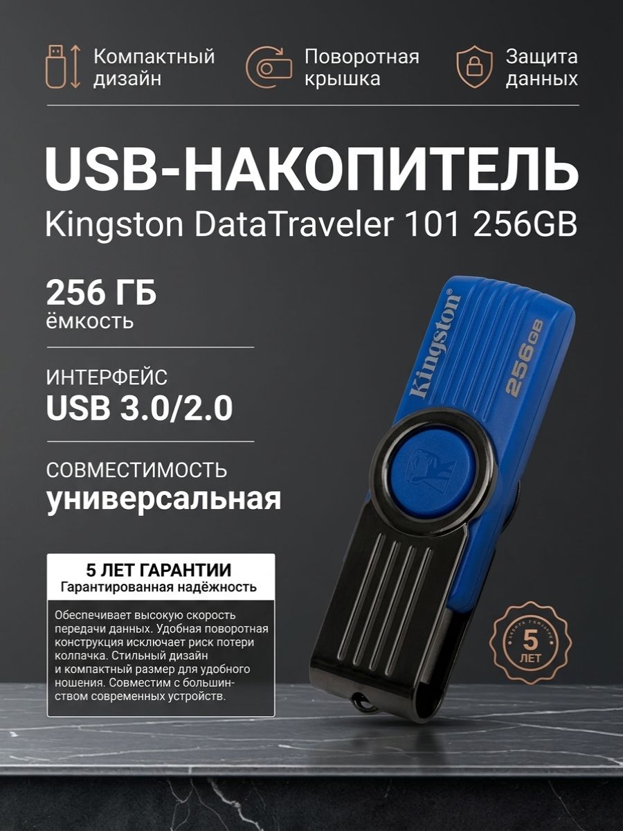 Флешкарта 256GB синяя