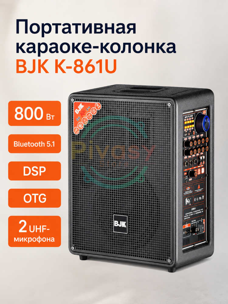 Акустическая система, Пиковая мощность 800 Вт, 3-полосная, 8-дюймовый низкочастотный динамик, Bluetooth 5.1 для улицы