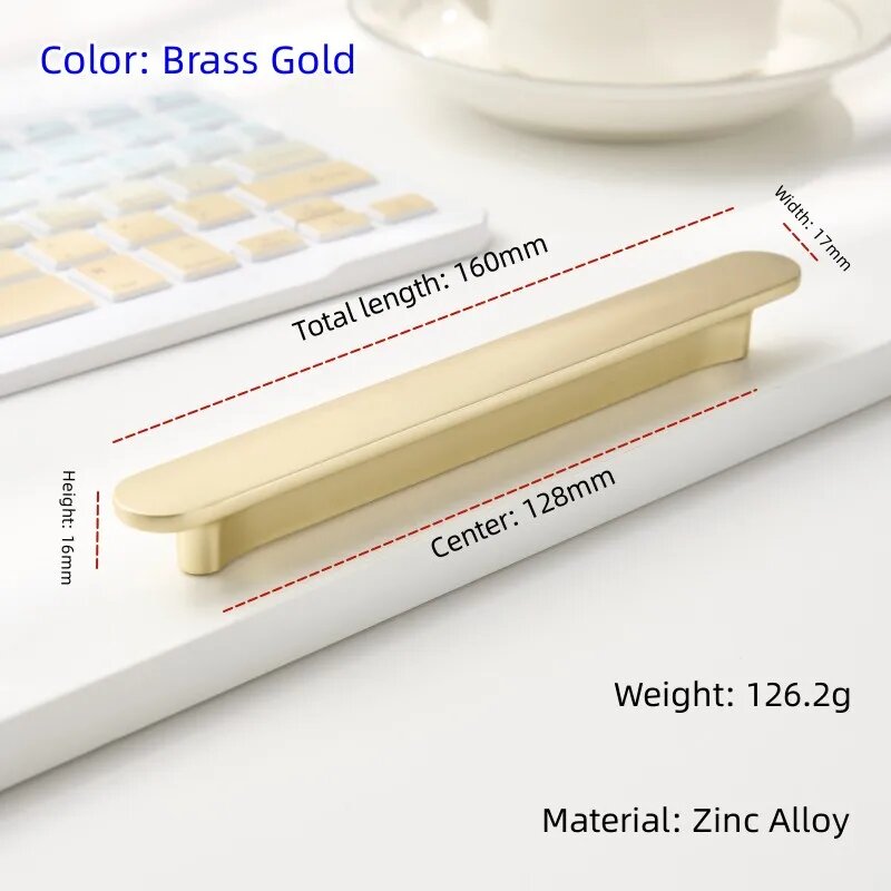 Ручки для шкафов T-образные из цинкового сплава черные золотые Brushed Brass C128