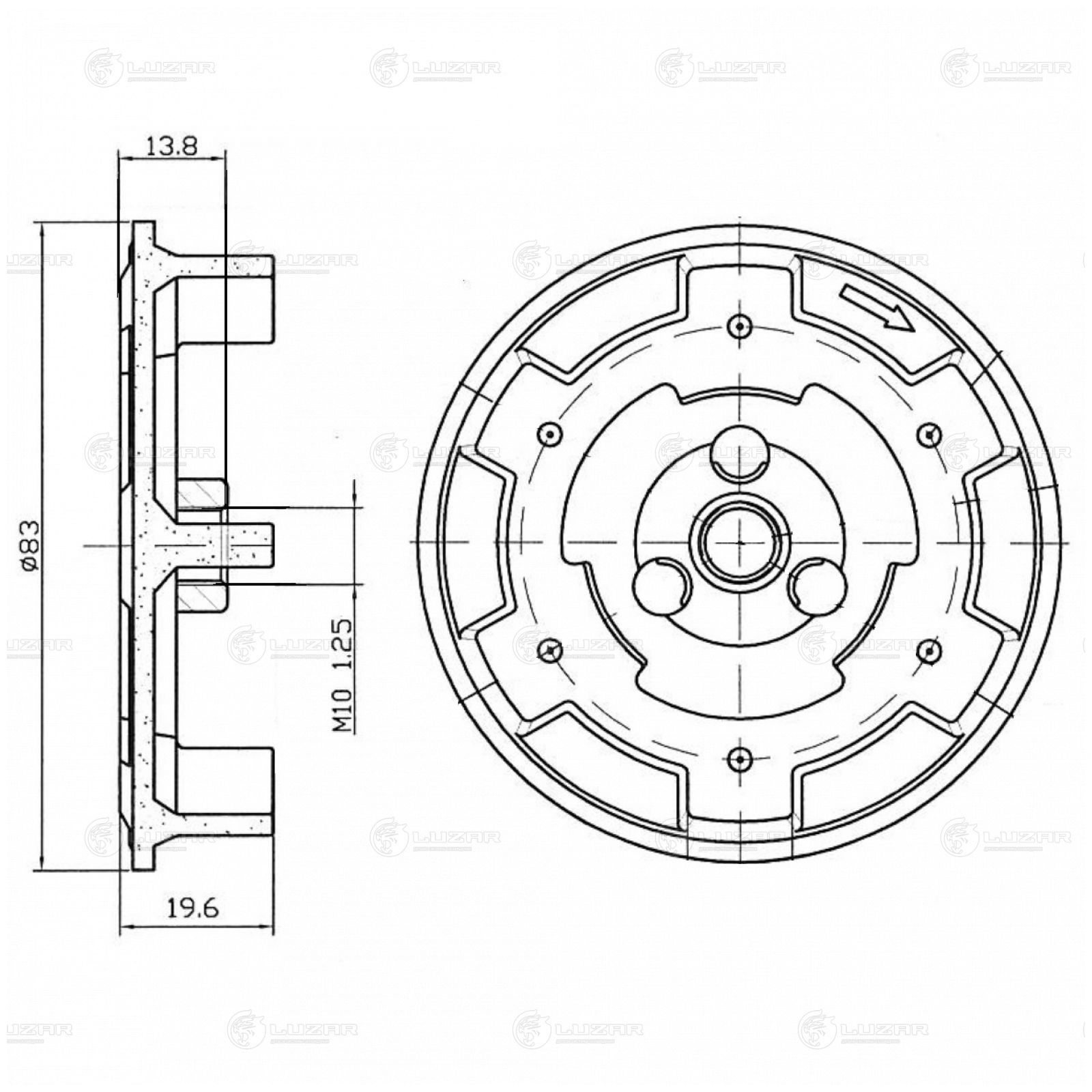 Пластина срывная муфты компрессора кондиционера, для Шкода Октавия A5 2004- oem 4471501740, A0002308111 арт LCH1801