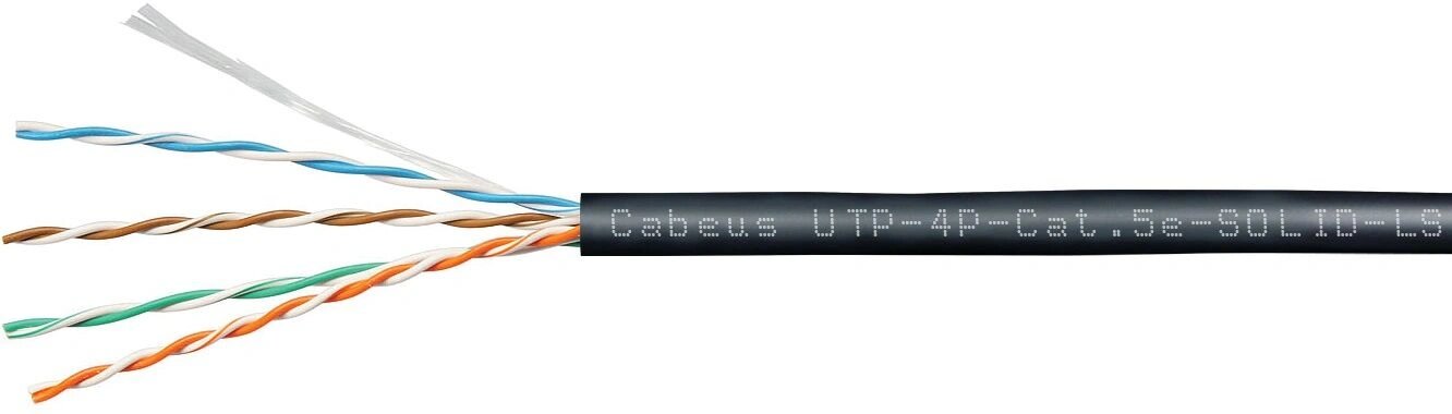 Кабель информационный Cabeus UTP-4P-CAT.5E-SOLID-LSZH-BK кат.5E U/UTP 4 пары LSZH внутренний 305м черный