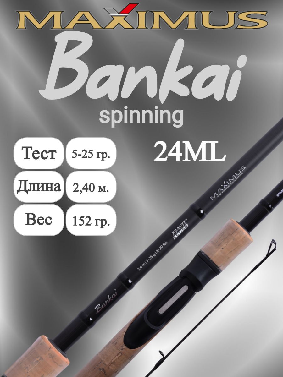 Спиннинг Maximus Bankai 24ML, 5-25 гр. Для джига, твичинга, воблеров и блесен. Строй Fast.