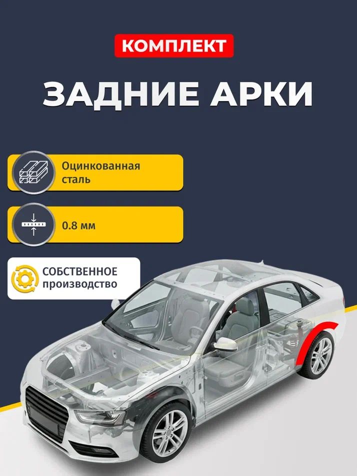 29-11У4. Комплект задних ремонтных арок для автомобиля (2 шт.), Ford Focus 1 1998-2005 универсал (Форд Фокус 1). Оцинкованная сталь 0,8 мм.